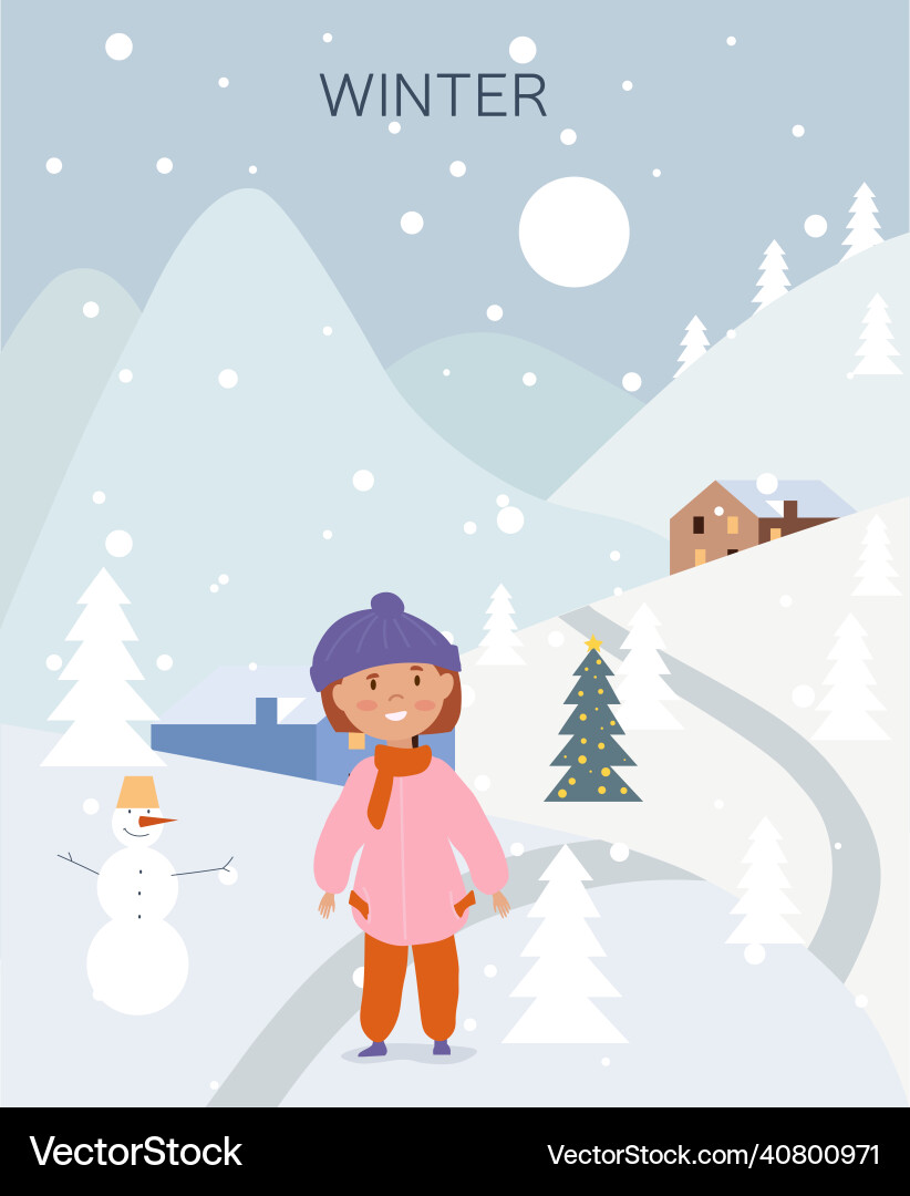 Girl in winter park Royalty Free Vector Image - VectorStock