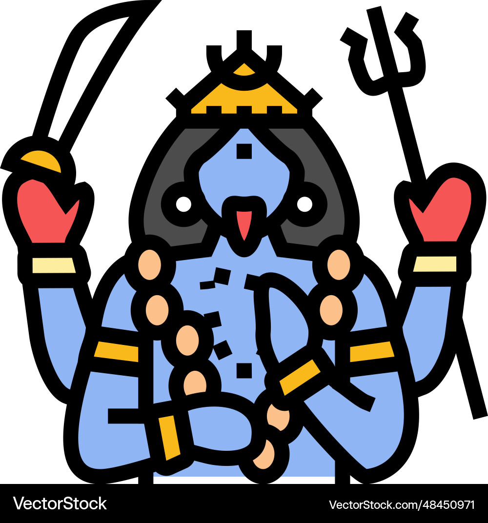Kali god indian color icon Royalty Free Vector Image