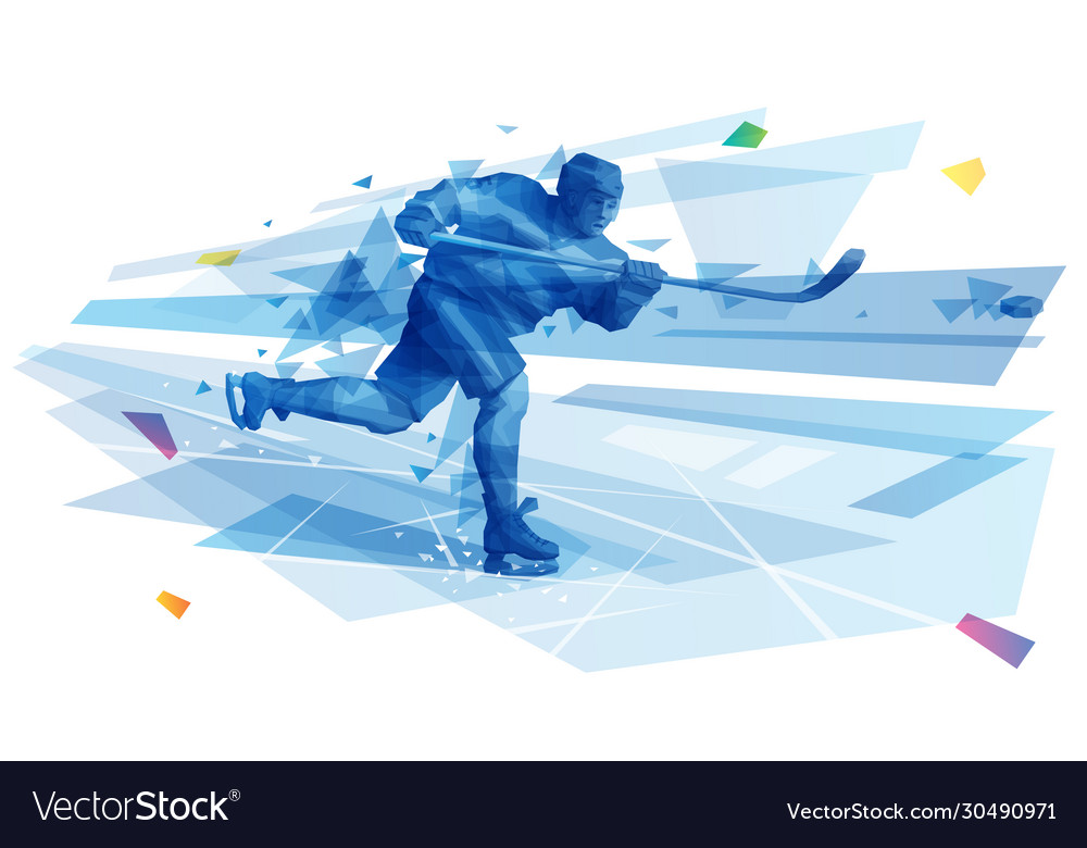 Male Hockey Player Performing Slap Shot Royalty Free Vector