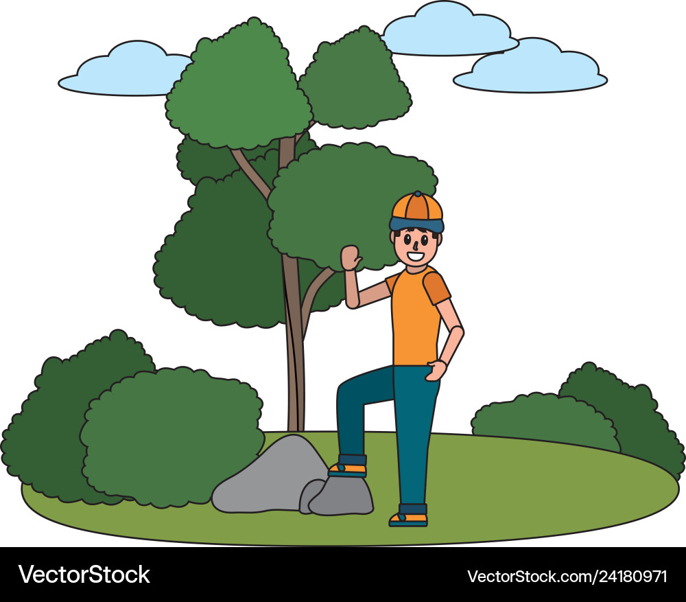 Man body cartoon at nature Royalty Free Vector Image