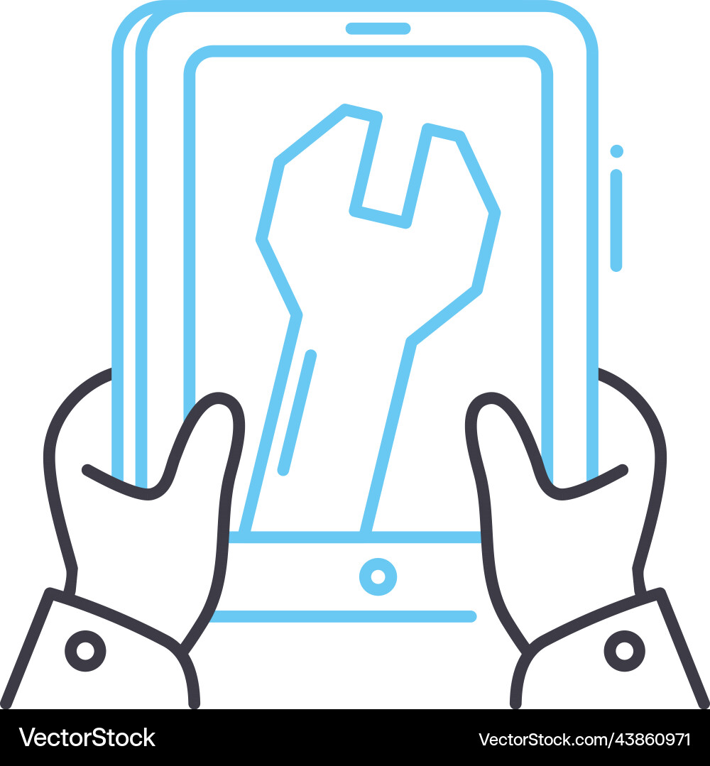 Mobile device repair line icon outline symbol Vector Image