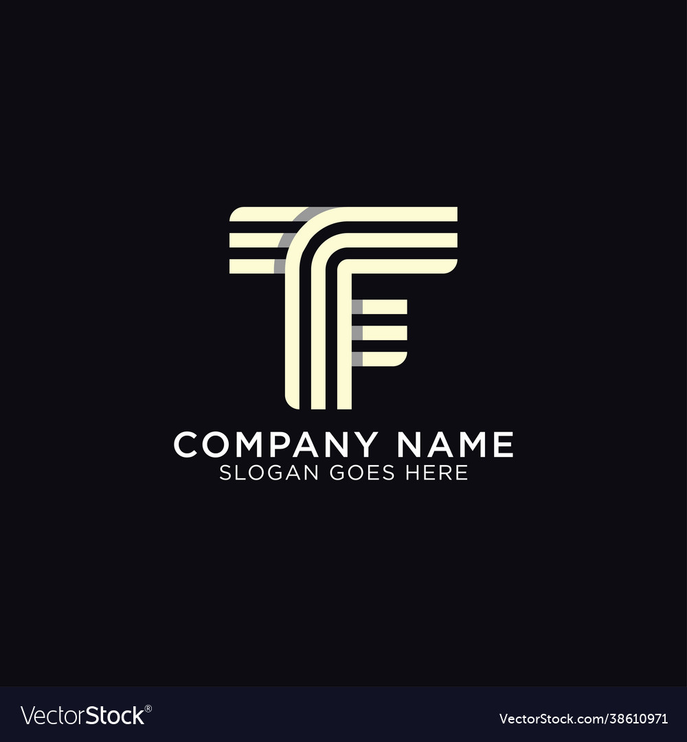 Monogram letter t and f shape initial name Vector Image