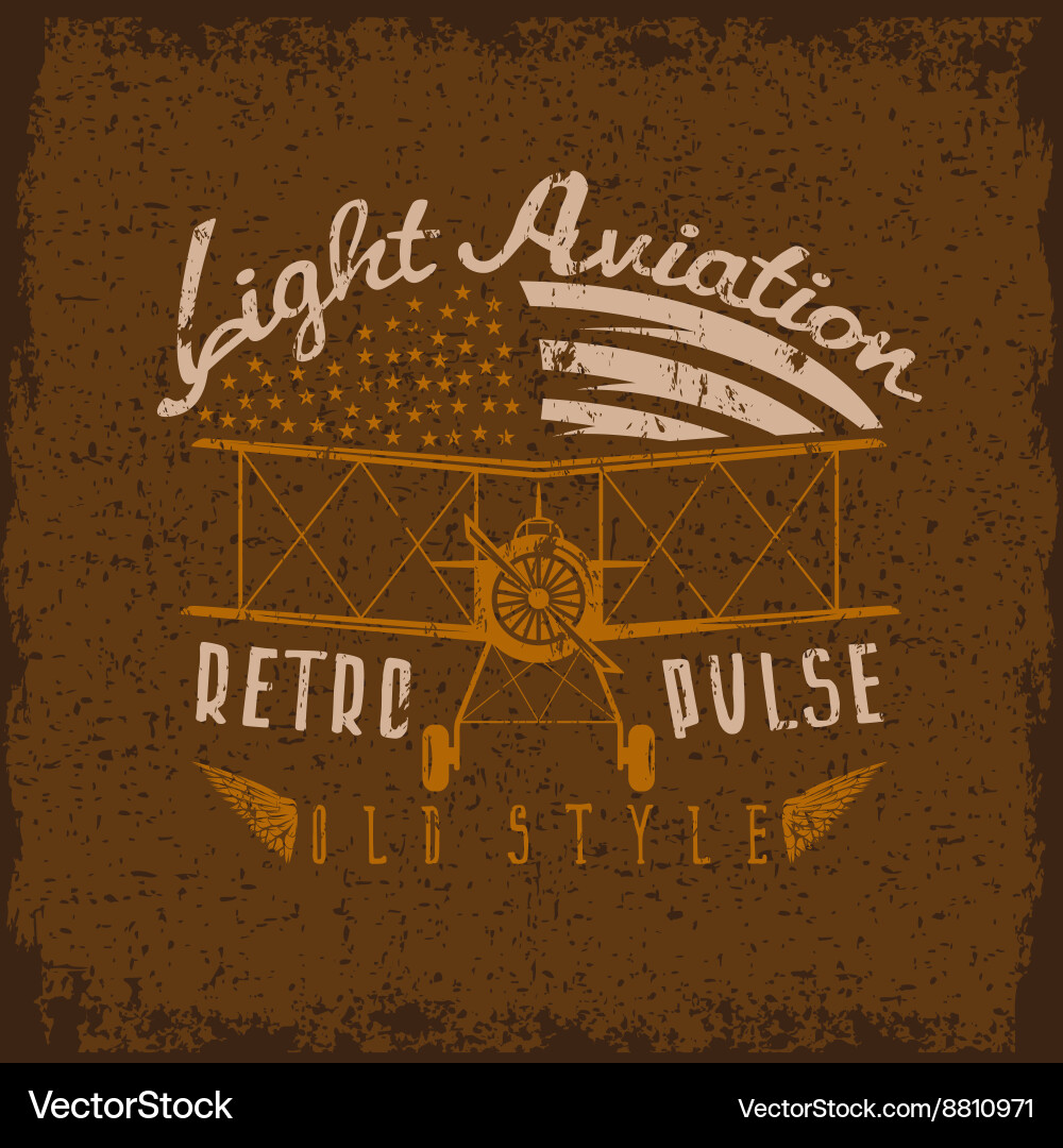 Retro aviation grunge design with airplane Vector Image