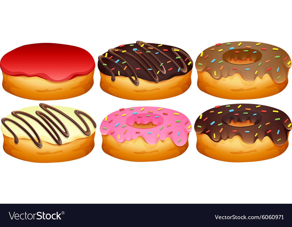 Set different toppings donuts Royalty Free Vector Image