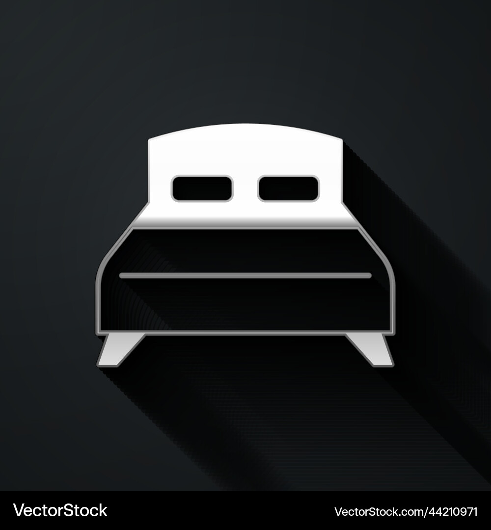 Silver big bed for two or one person icon isolated