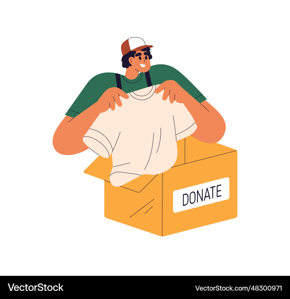 Volunteer donating clothes person with used Vector Image