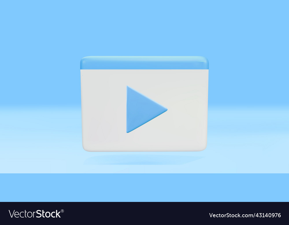 3d video player web page play button video Vector Image