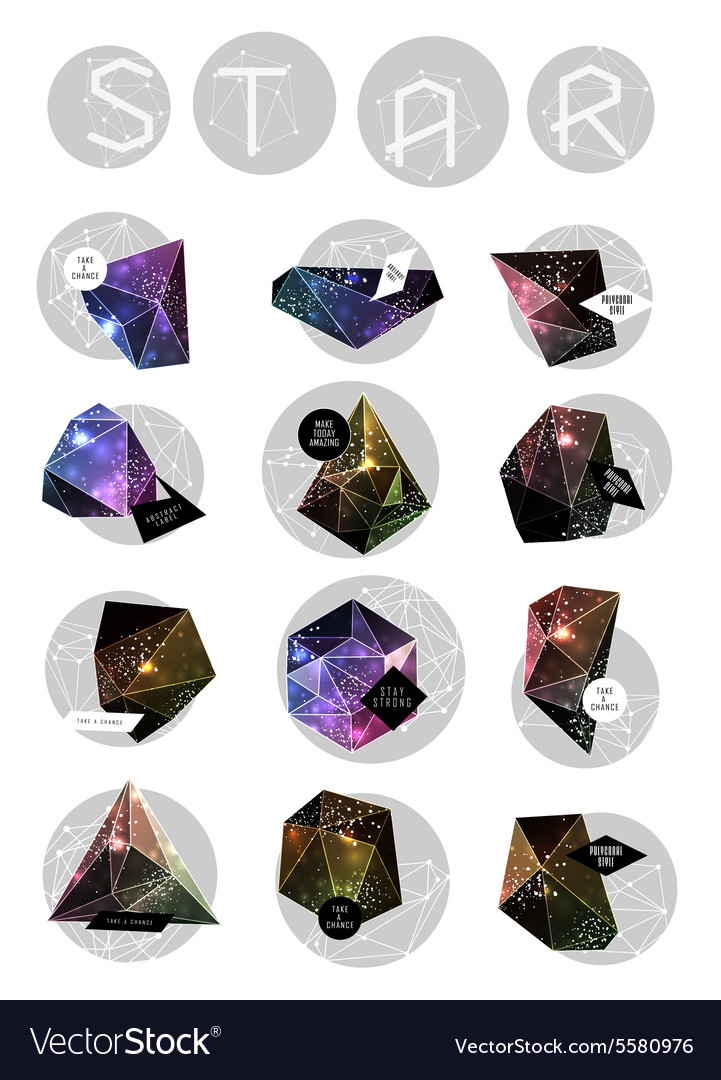 Abstract polygonal label design elements Vector Image