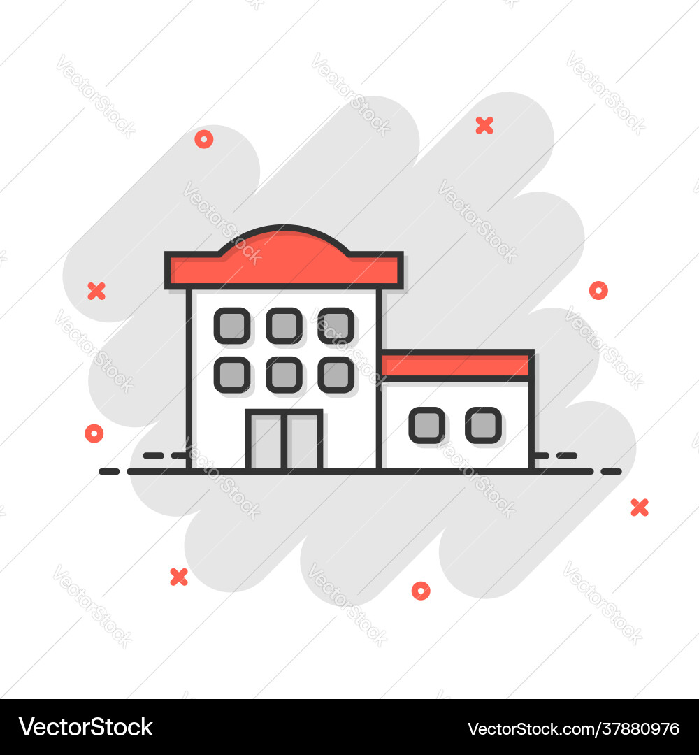 Building icon in comic style factory cartoon Vector Image