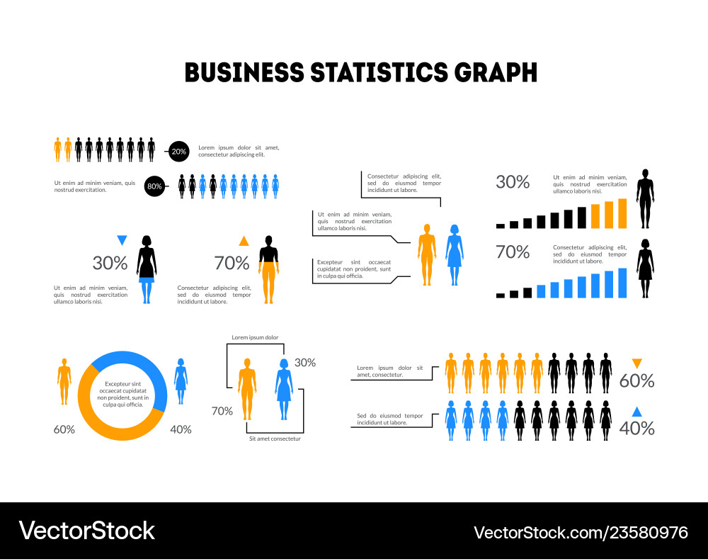 Cartoon business statistics graph infographic card