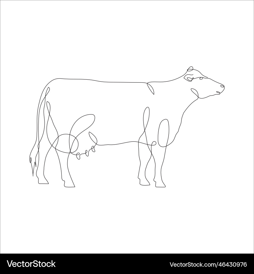 Drawing of a continuous line of cattle Royalty Free Vector