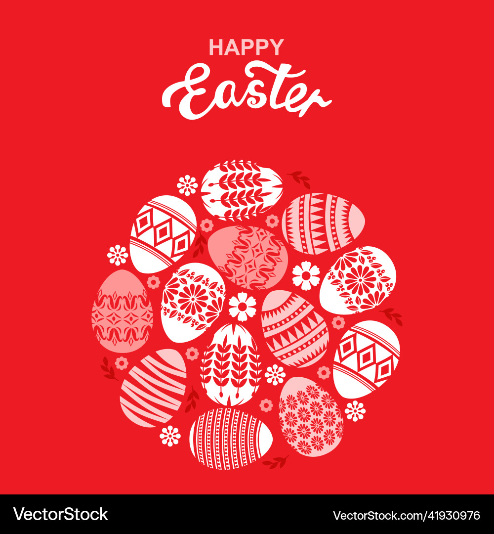 Easter card with round design of eggs Royalty Free Vector