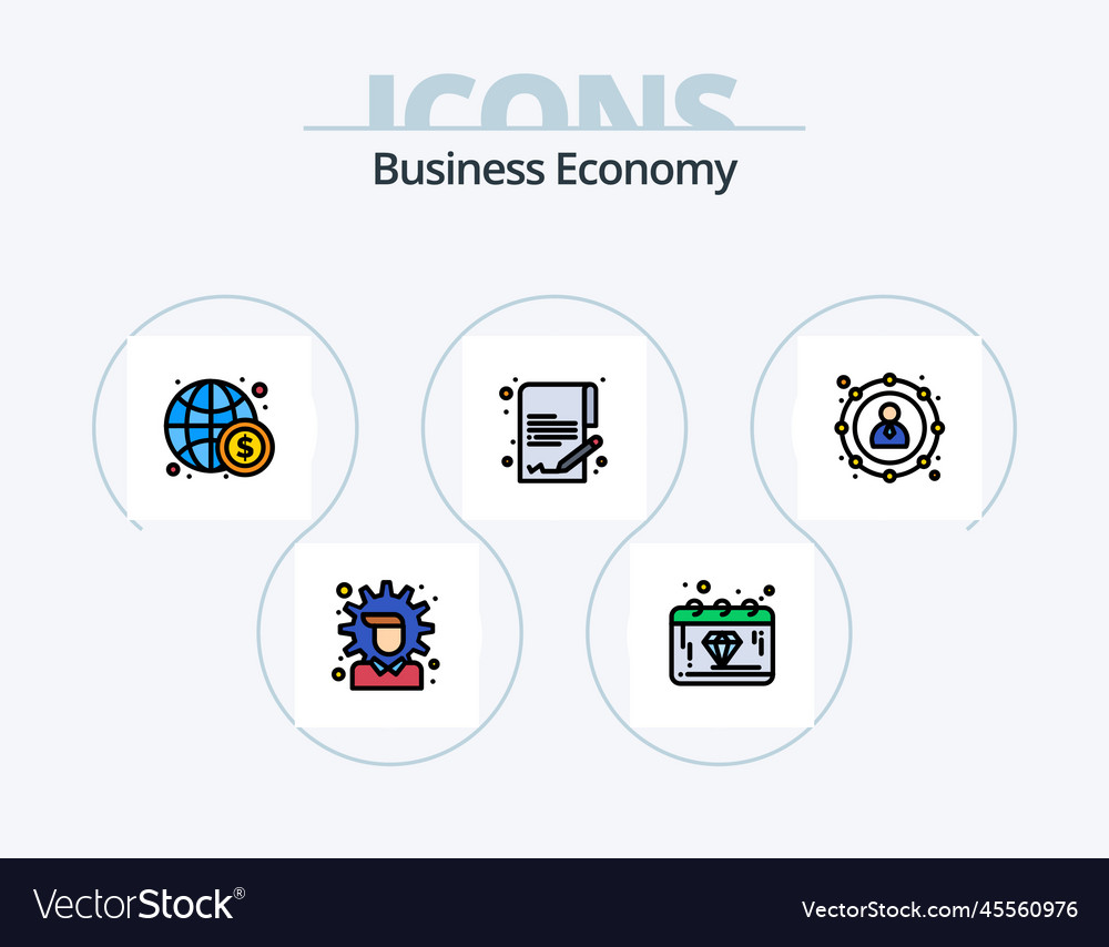 Economy line filled icon pack 5 icon design Vector Image