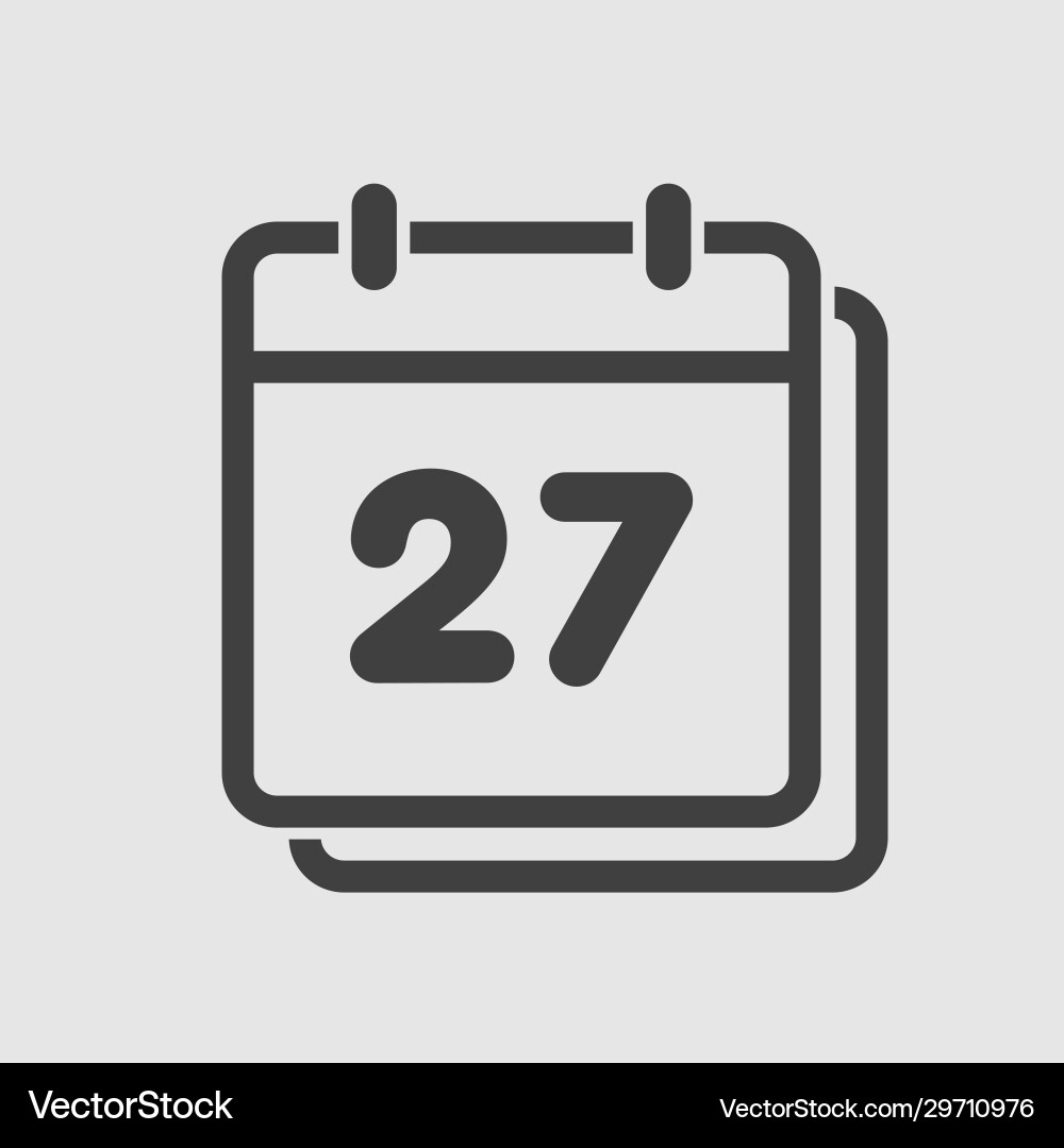 Icon calendar day number 27 line flat Royalty Free Vector