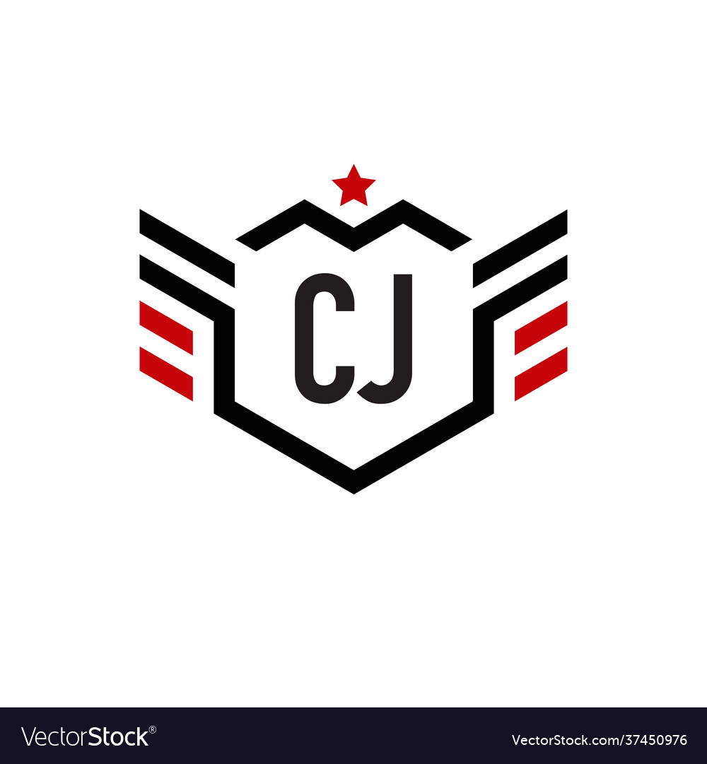 Initial letter cj star wing hexagonal creative Vector Image