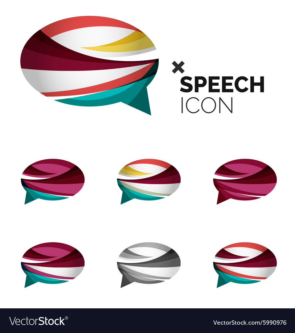 Set of abstract speech bubble and cloud icons Vector Image