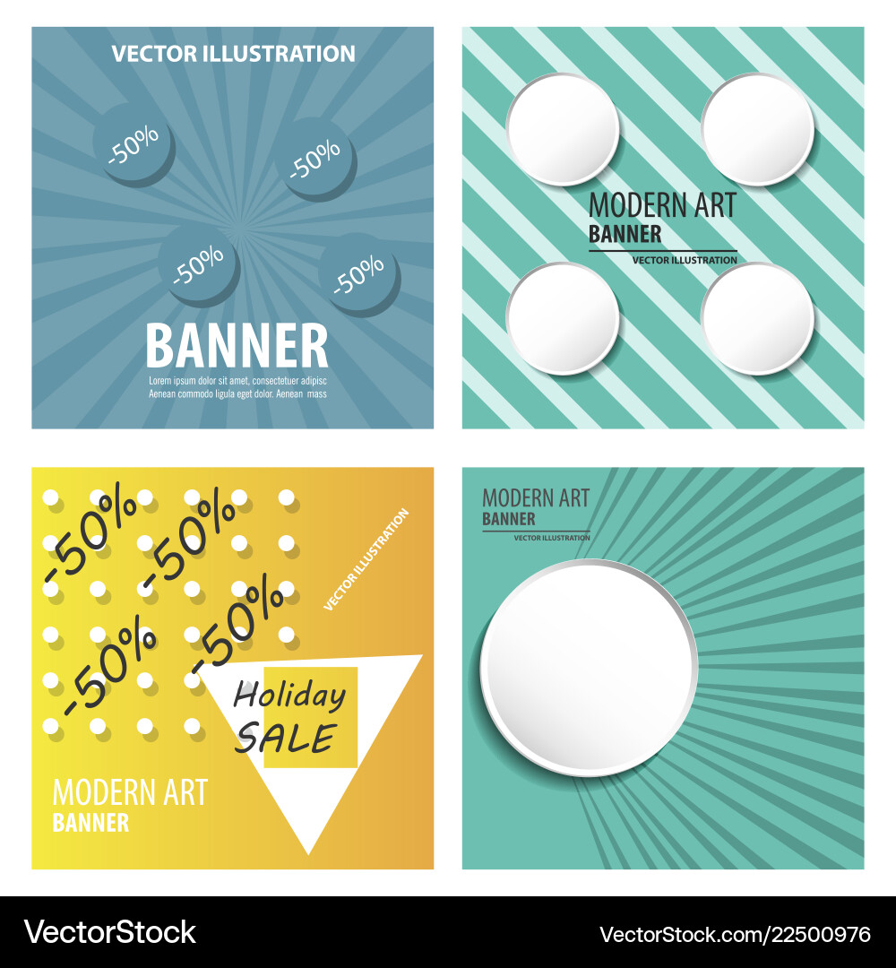 Set of modern art abstract banner square frame Vector Image