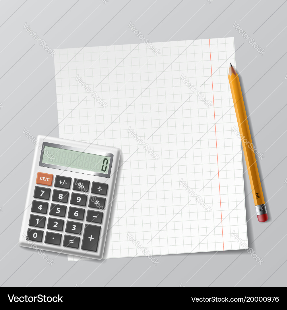 Sheet of paper and pencil Royalty Free Vector Image