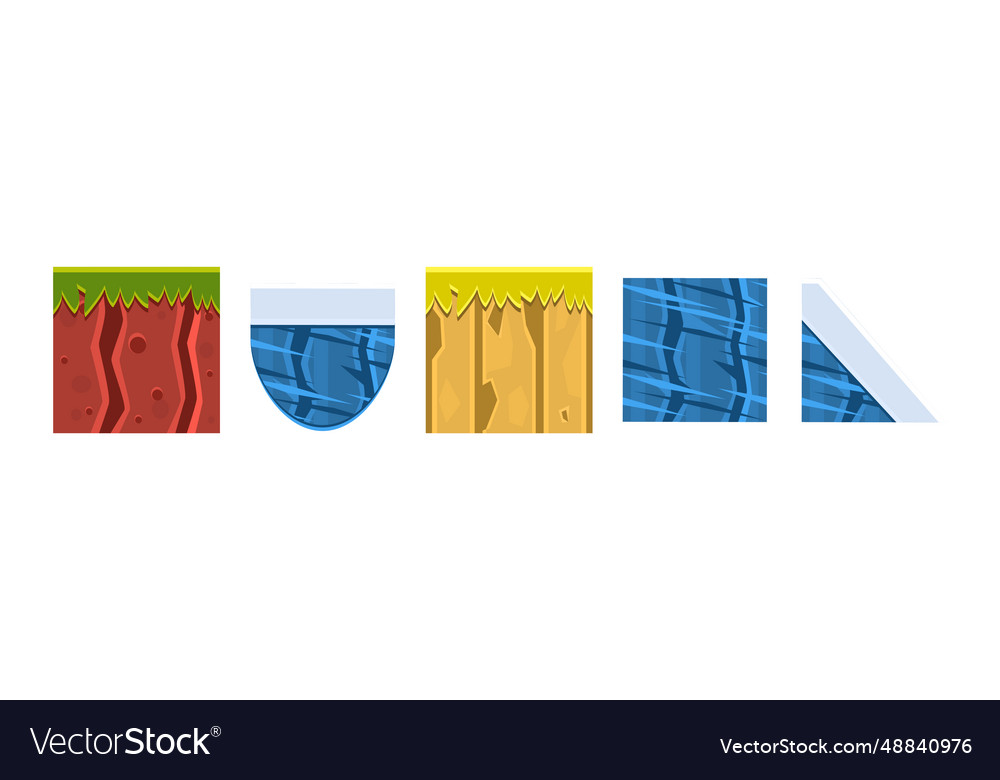 Soil layers and different game platform set Vector Image