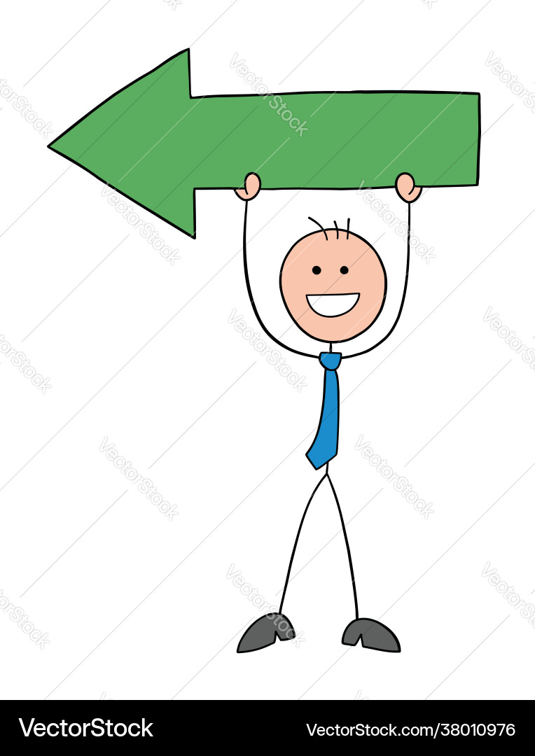 Stickman businessman character holding up left Vector Image