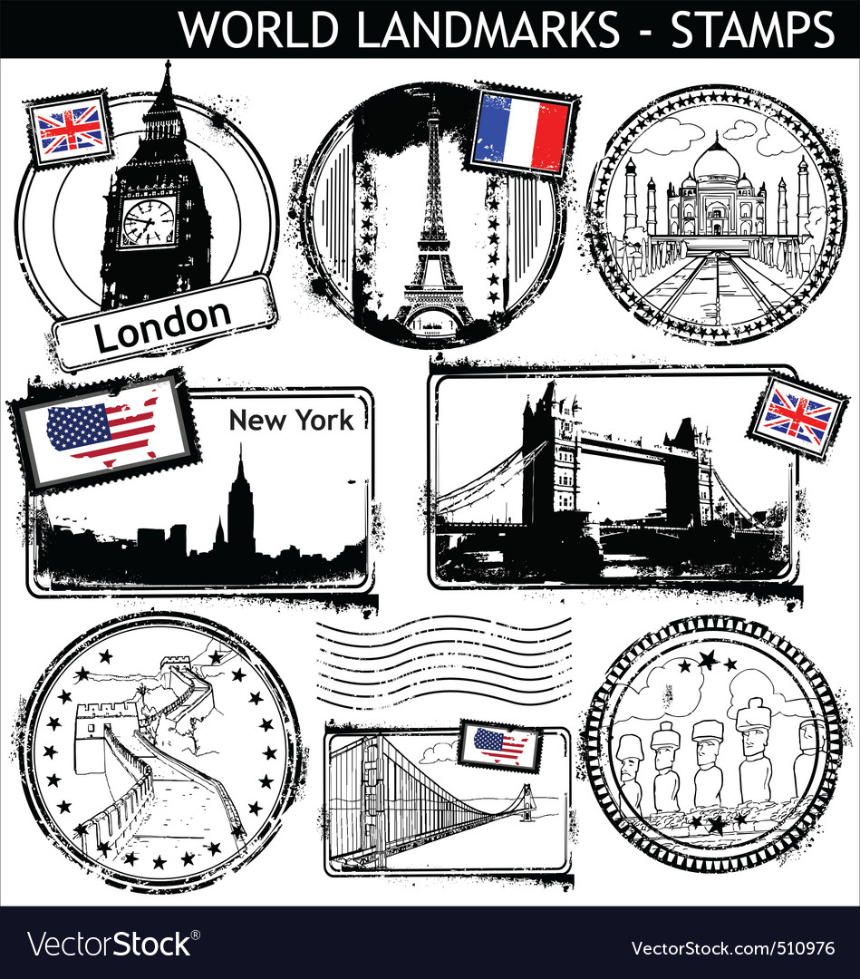 World landmarks Royalty Free Vector Image - VectorStock