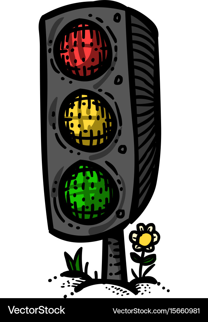 Cartoon image of traffic light Royalty Free Vector Image