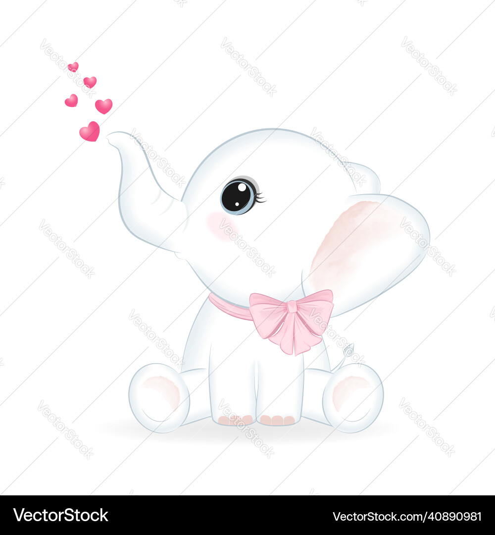 Cute little elephant and heart Royalty Free Vector Image