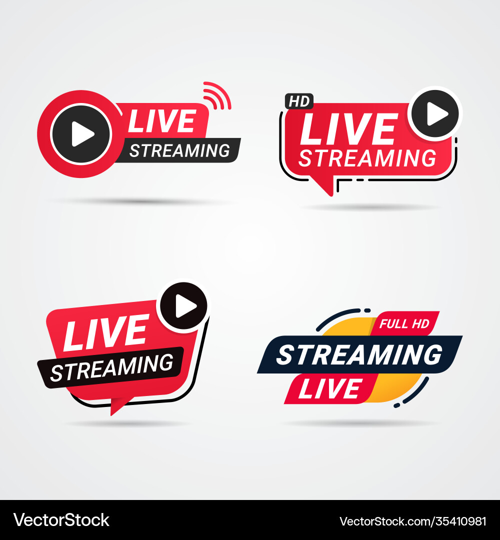Live streaming badge logo emblem label symbol Vector Image