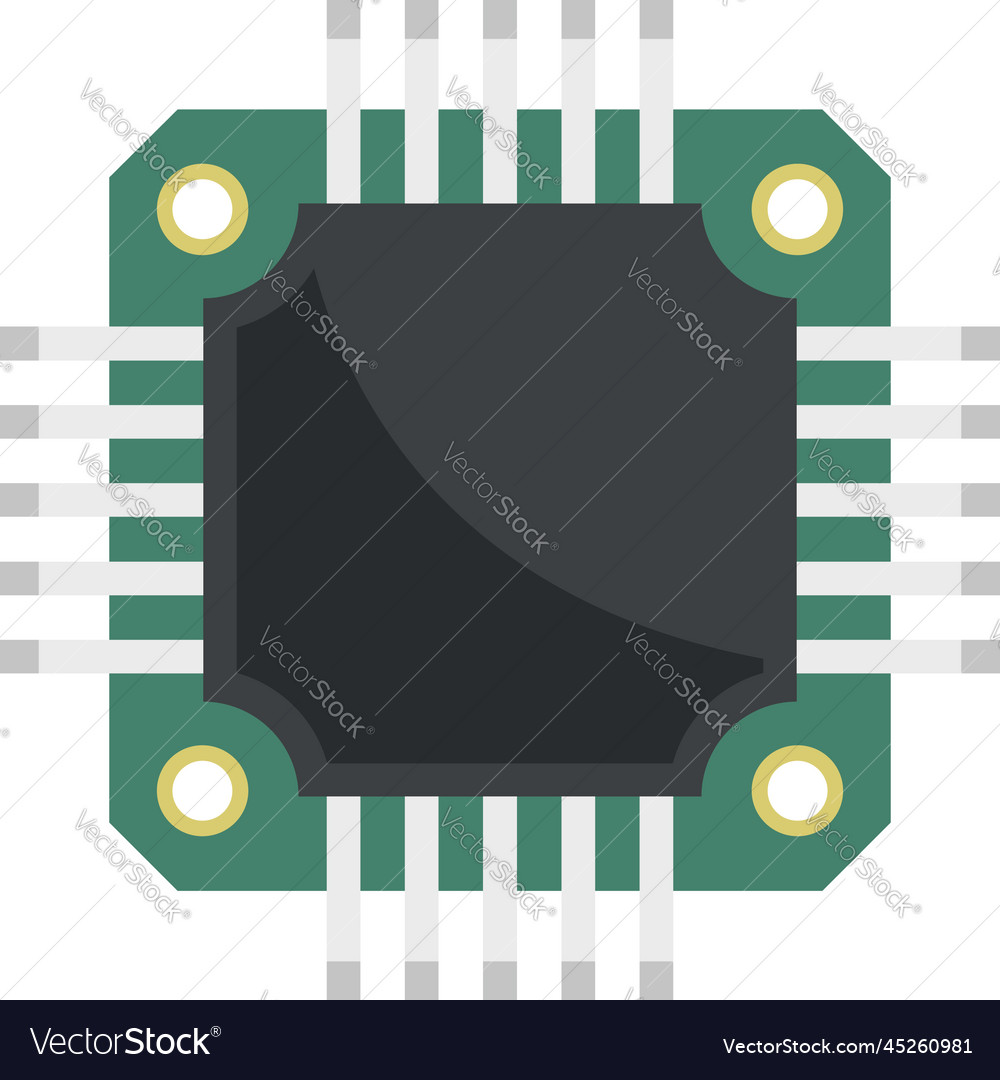 Microchip icon flat cpu circuit Royalty Free Vector Image