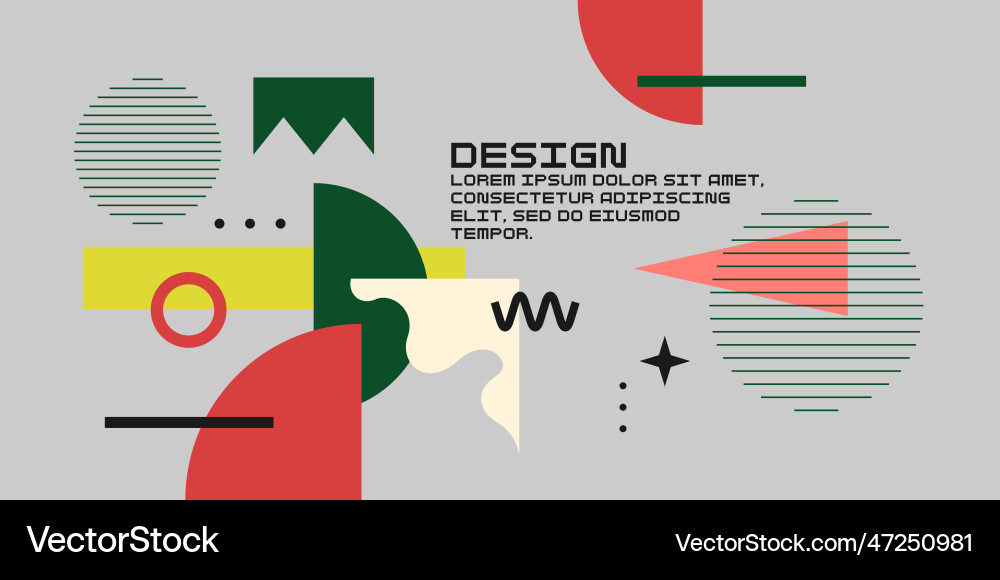 Modern geometric composition of various shapes Vector Image