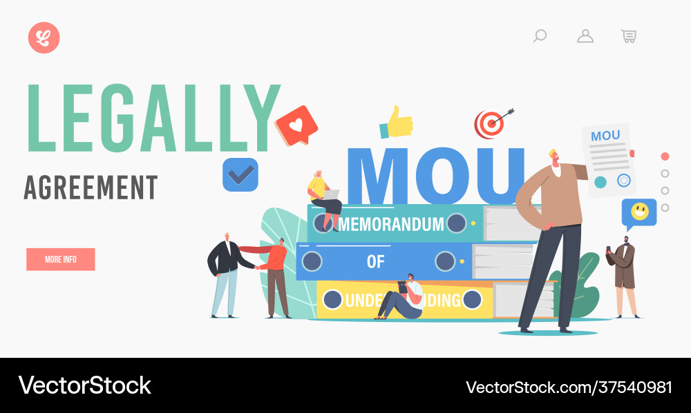Mou legally agreement landing page template Vector Image