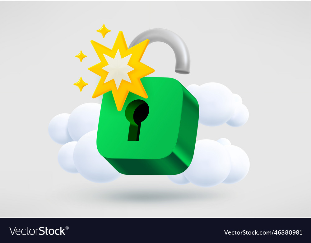 Opened padlock concept 3d Royalty Free Vector Image