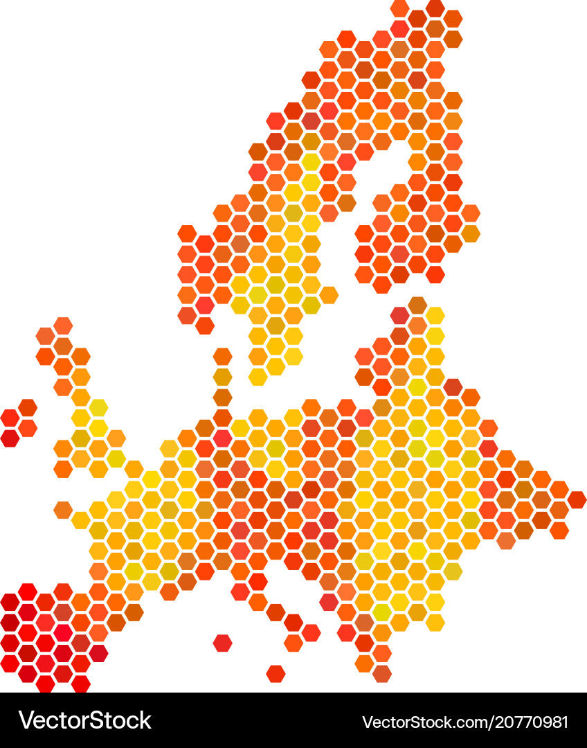 Orange hexagon european union map Royalty Free Vector Image