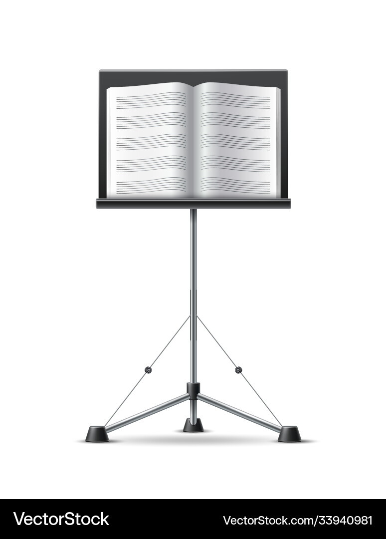 Realistic music notes book on music stand Vector Image