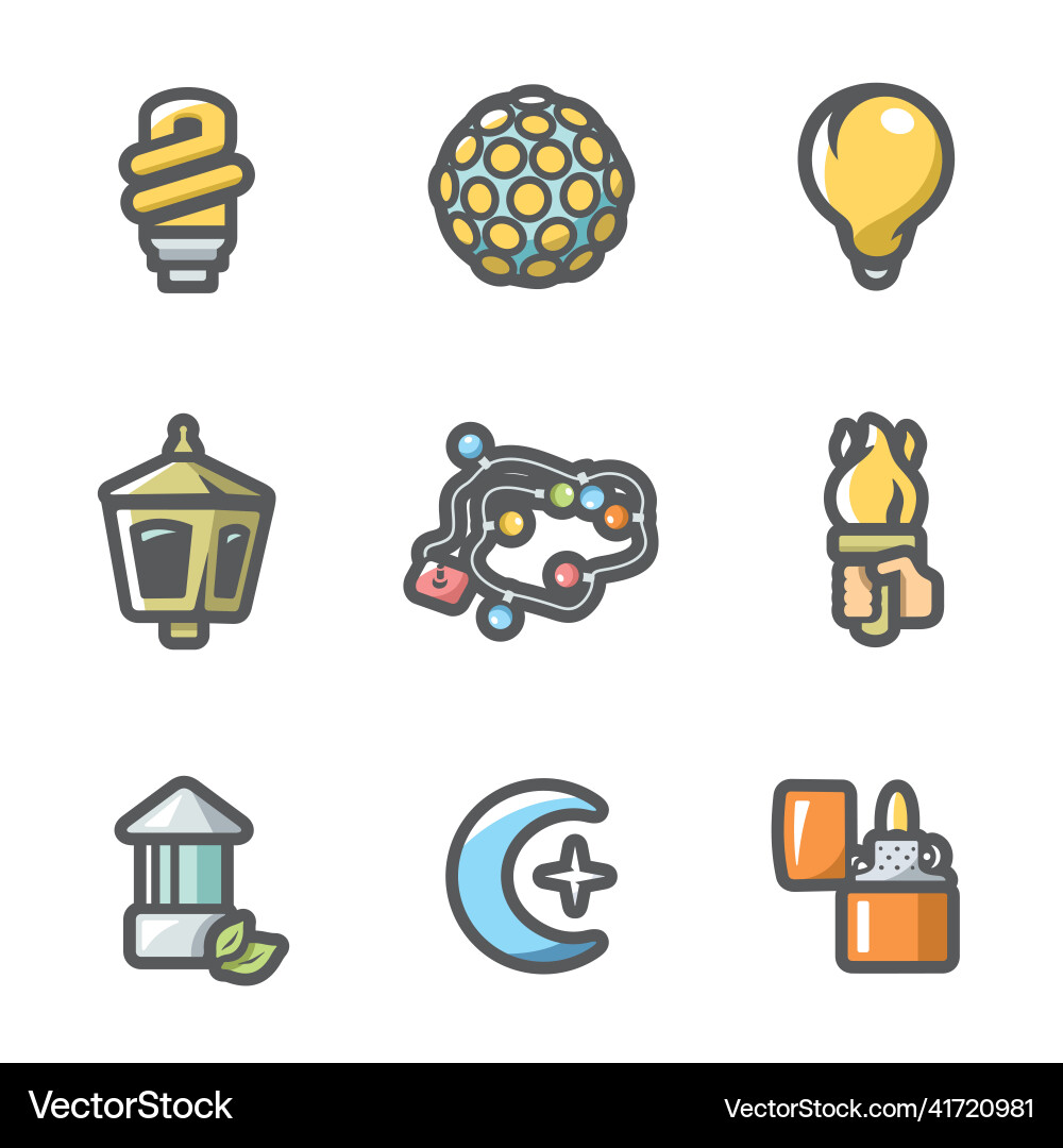 Set of lighting icons powersave lamp Royalty Free Vector