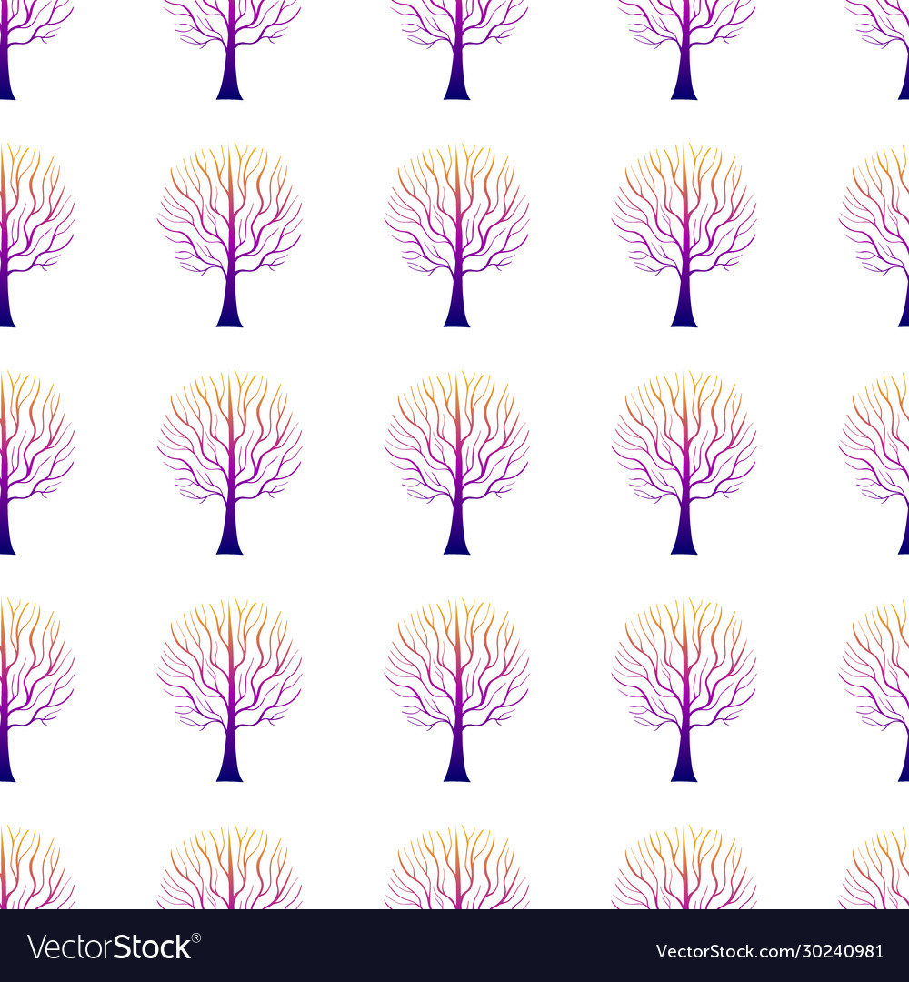 Trees pattern gradient hand drawn-01 Royalty Free Vector