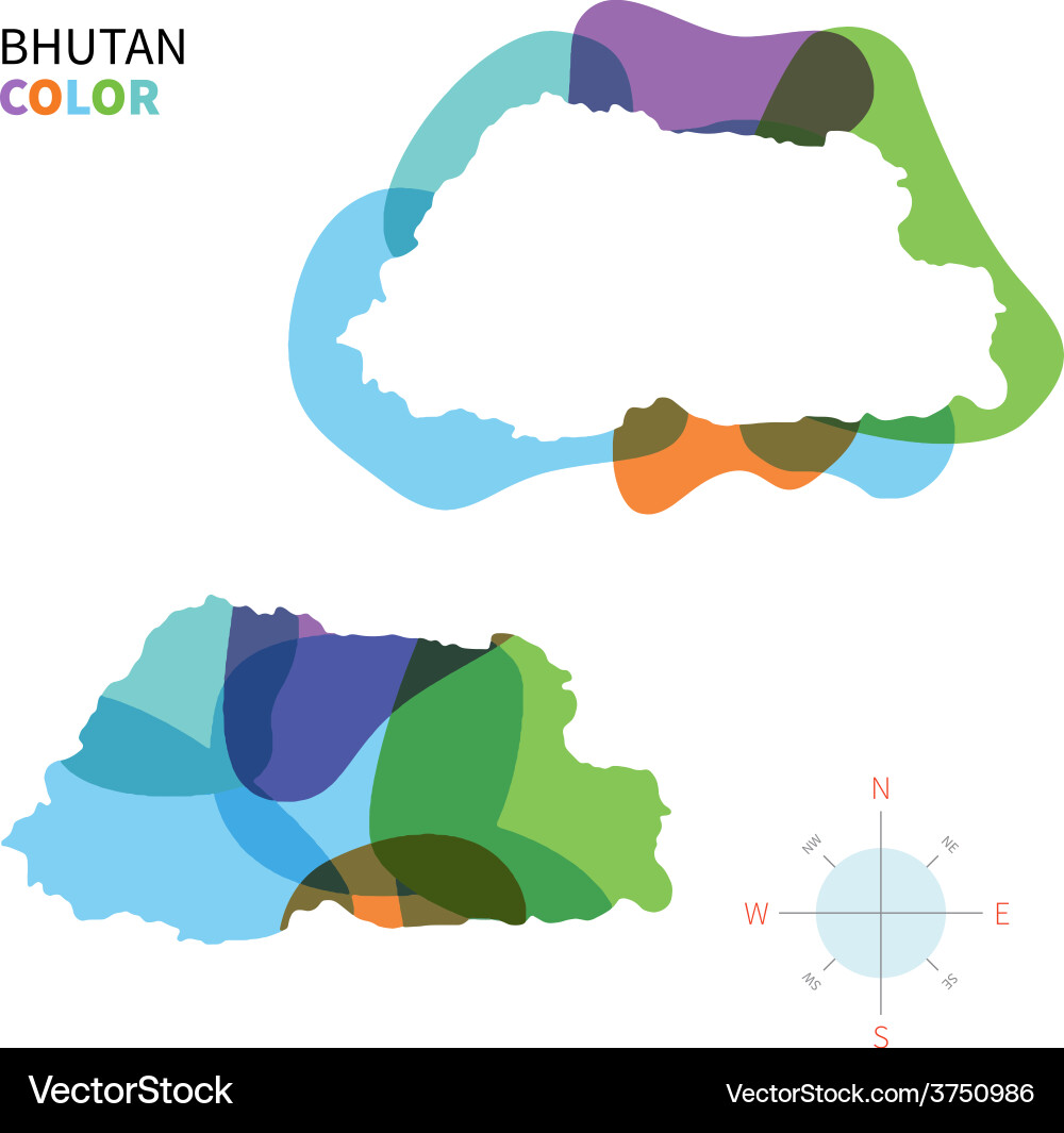 Abstract color map of bhutan Royalty Free Vector Image