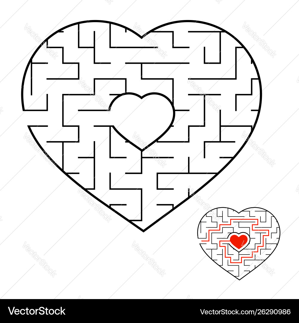 Abstract heart shaped labyrinth game for kids Vector Image