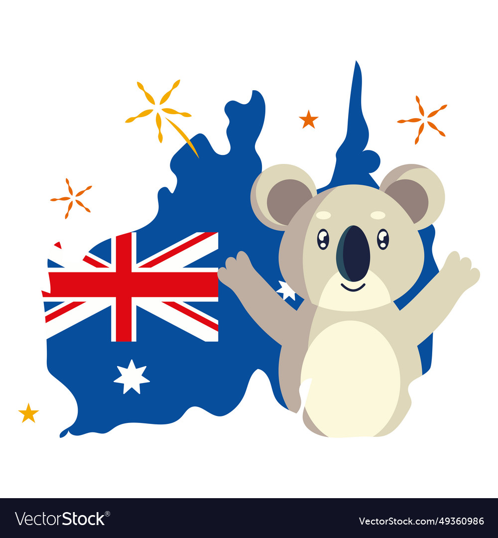 Australia day koala and flag country Royalty Free Vector