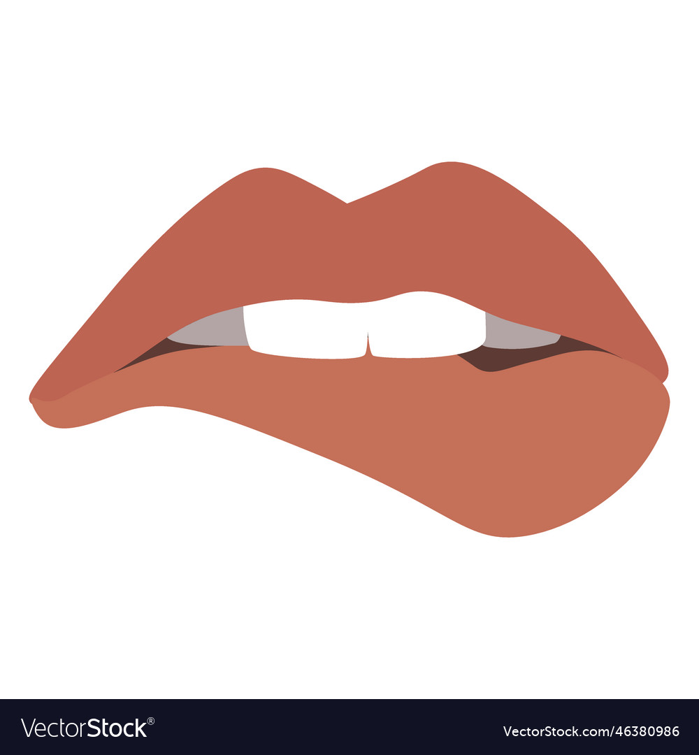 Biting lips semi flat expression Royalty Free Vector Image