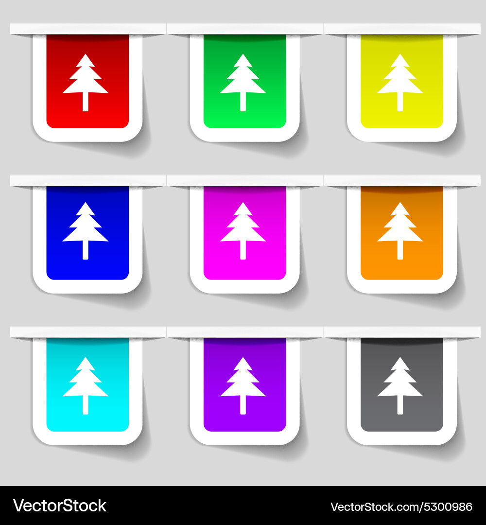 Christmas tree icon sign set of multicolored Vector Image