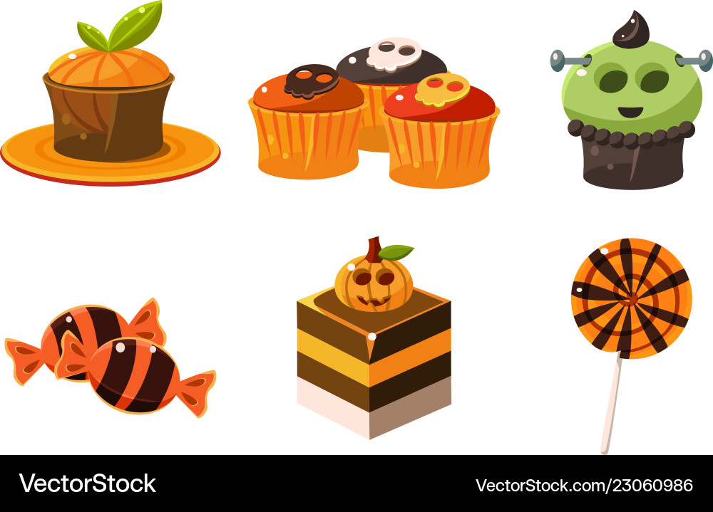 Collection colorful halloween sweets candies Vector Image