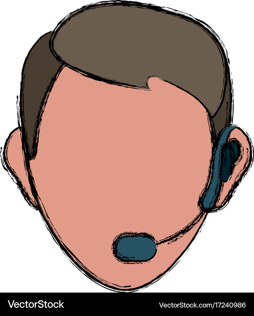 Colorful man call center over white background Vector Image