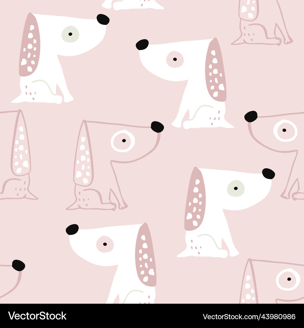 Cure pink dogs seamless pattern funny white puppy Vector Image