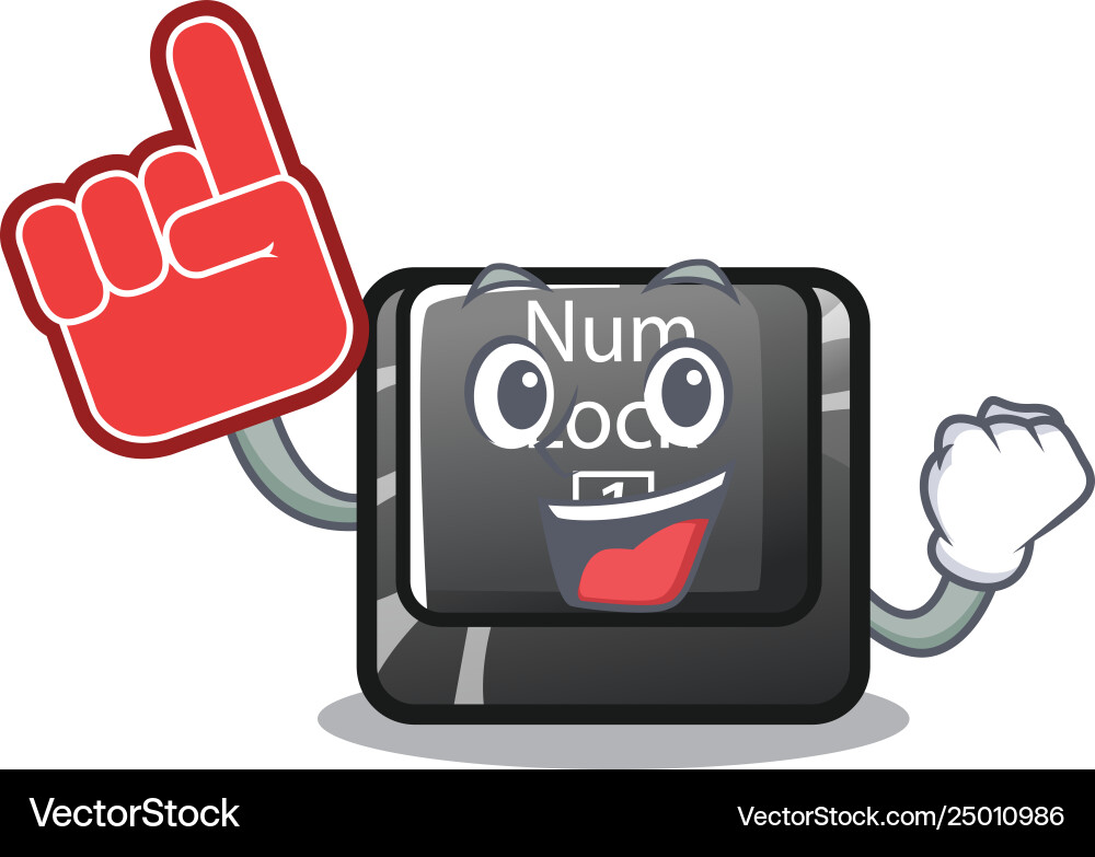 Foam finger num lock on a keyboard mascot Vector Image