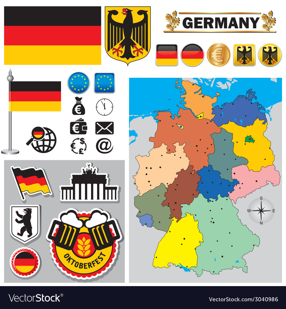 Germany map Royalty Free Vector Image - VectorStock