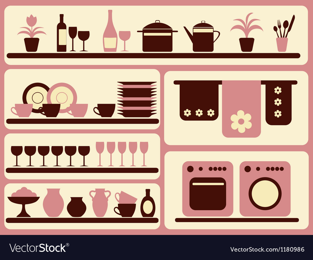 Kitchen ware and home objects set Royalty Free Vector Image