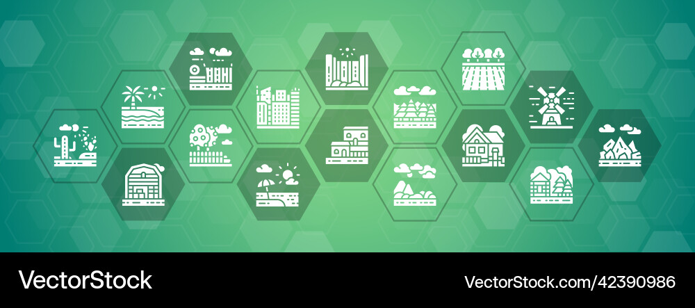 Landscape banner template with white icons bridge Vector Image