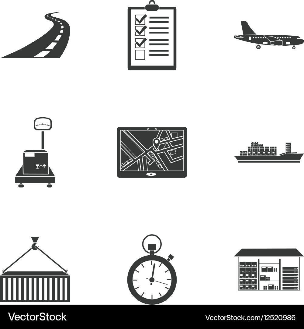 Logistic set icons in black style big collection Vector Image