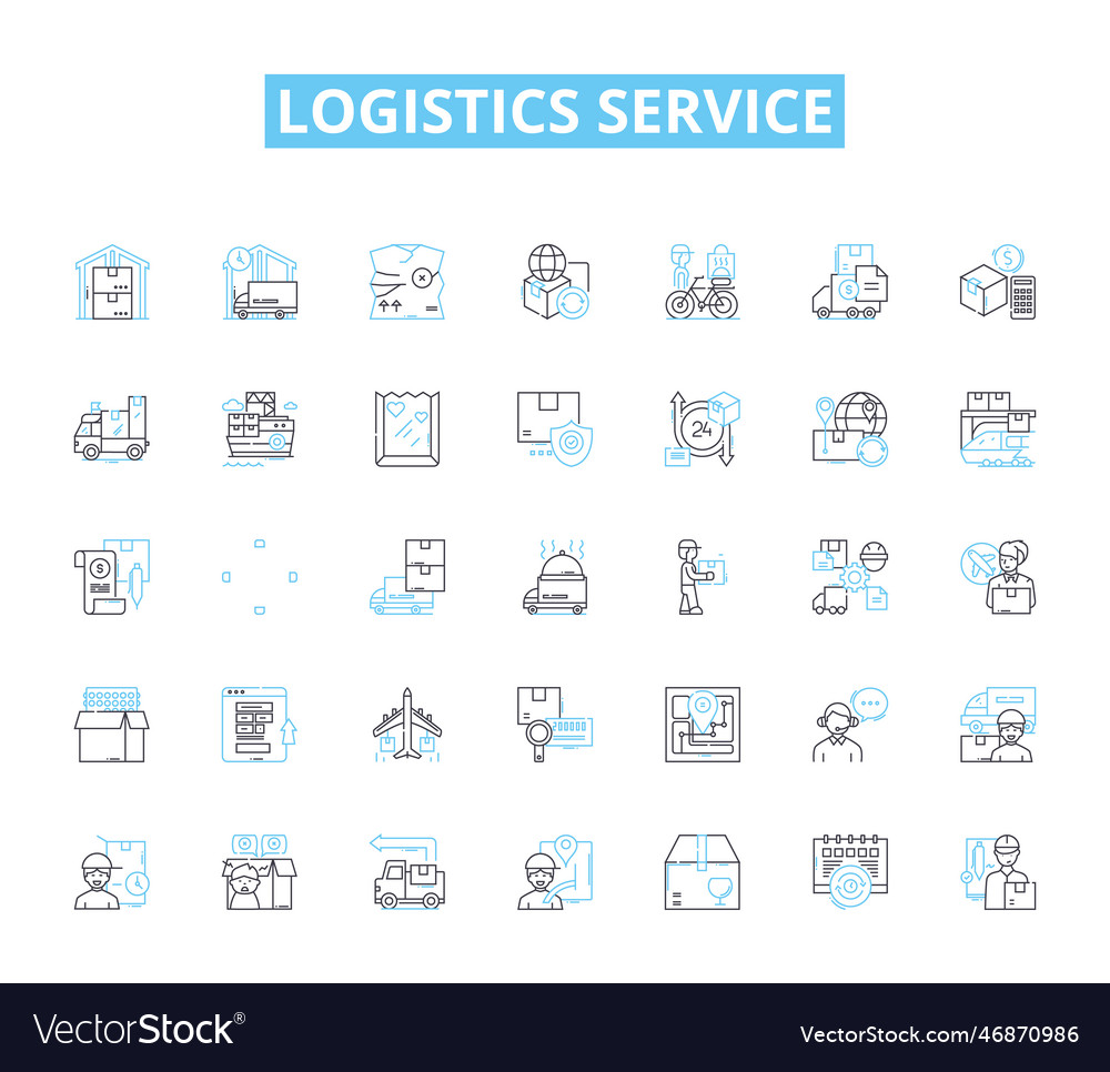 Logistics service linear icons set transportation Vector Image